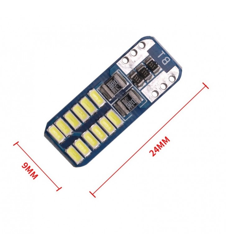 Cumpara Bec auto T10 PCB cu 24 led-uri 3014 si